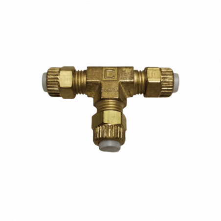 Conector T Poliseal - 3 tubos 3/8" - Bronce